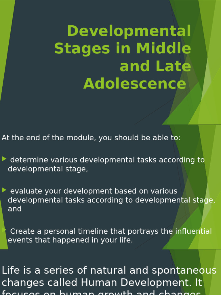 Developmental Stages in Middle and Late Adolescence Module 3 Perdev | PDF | Developmental ...