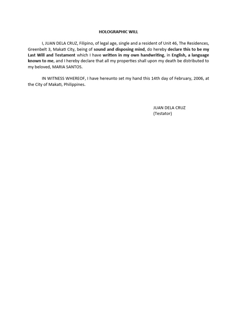 Holographic Will | PDF