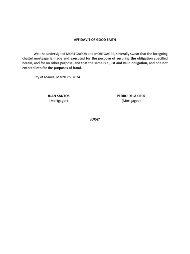 Affidavit of Good Faith | PDF | Law