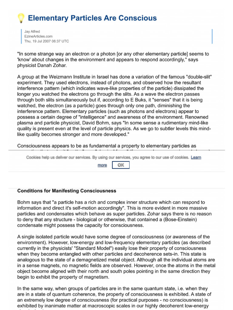Elementary Particles Are Conscious | PDF