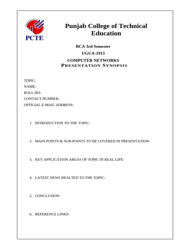 Synopsis Format | PDF | Technology & Engineering