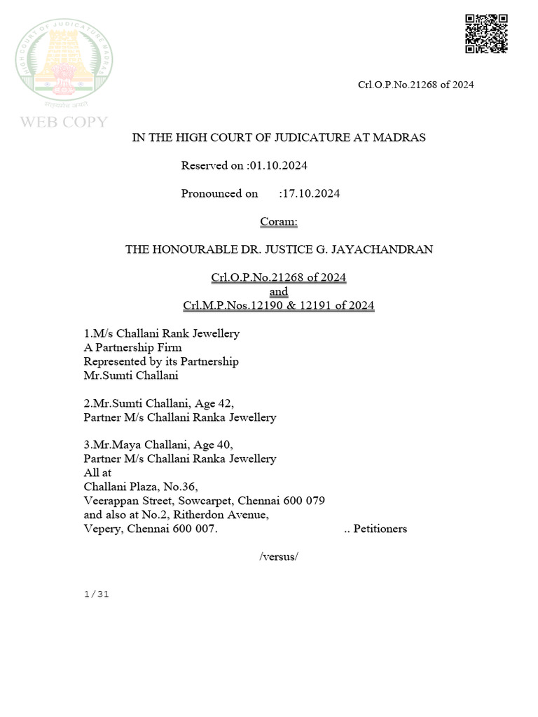 Challani Rank Jewellery and Others V Ashok Kumar Jain 568029 | PDF | Cheque | Complaint