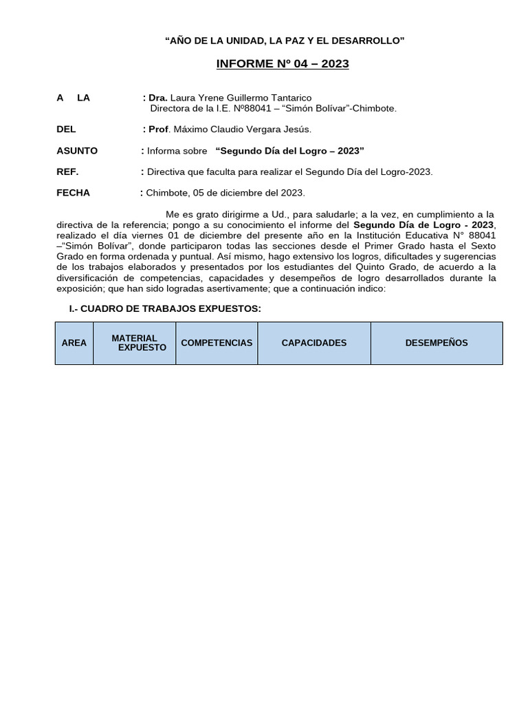 Informe II de Logro 2023 | PDF | Geometría | Números