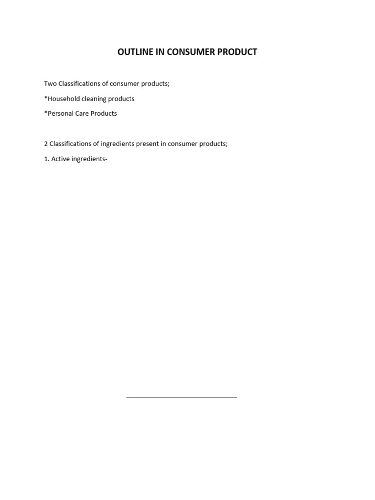 OUTLINE CONSUMER | PDF | Chemical Substances