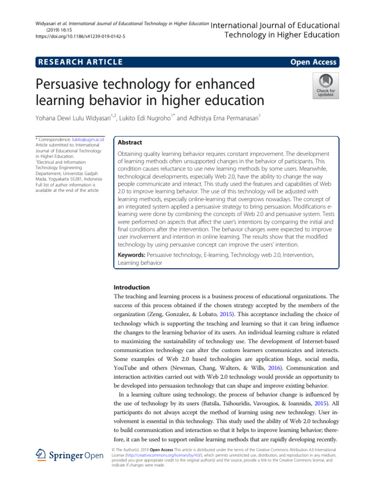 Persuasive Technology in Online Learning | PDF | Educational Technology ...