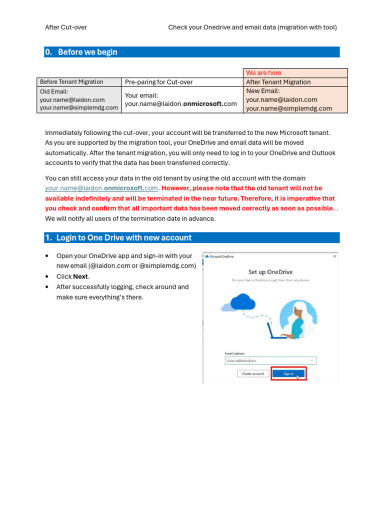 4-5. Check Your Onedrive and Email Data (Migration With Tool) | PDF