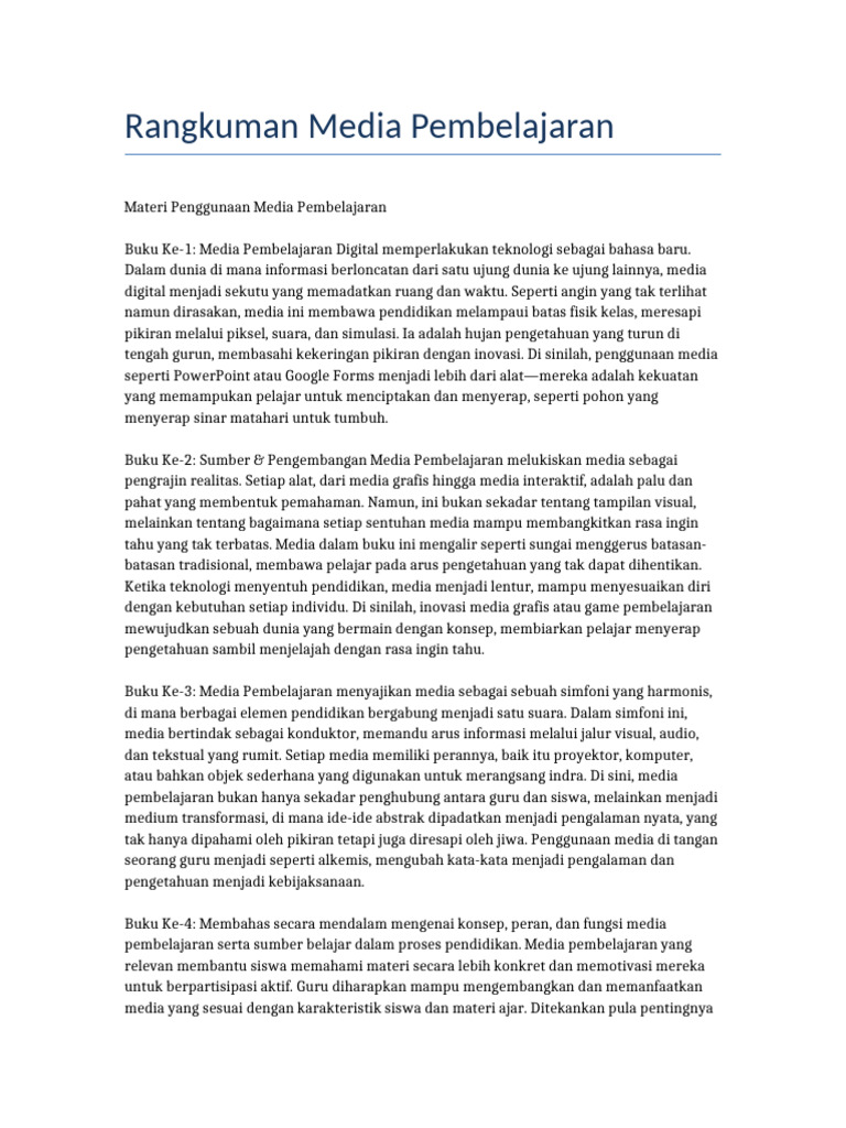 Rangkuman Media Pembelajaran | PDF