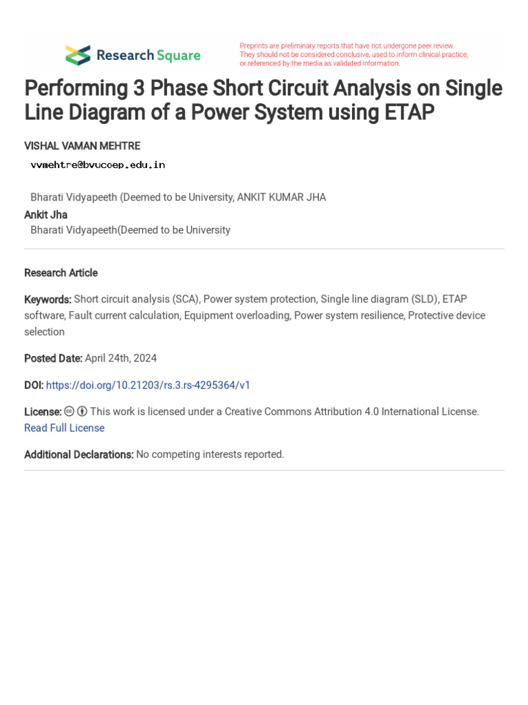 Performing 3 Phase Short Circuit Analysis On Singl | PDF | Electric ...