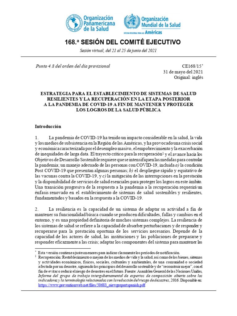 2021 CE168 15 S Estrategia Salud Resilientes Covid 19 - 1 | PDF | Salud ...