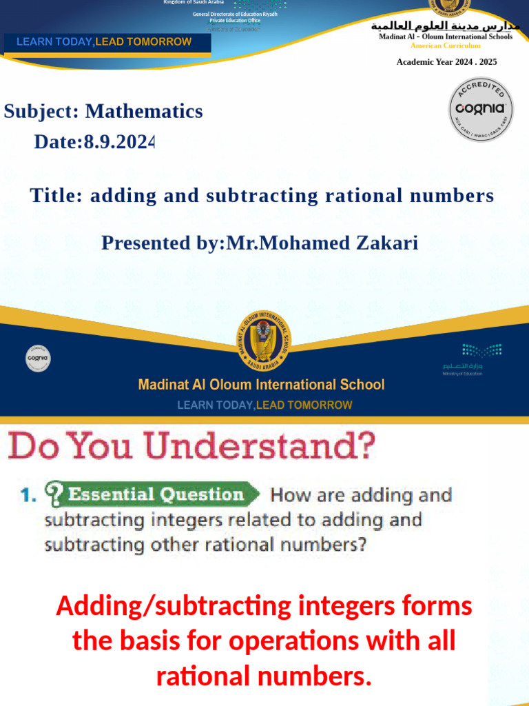 Lesson 5 Adding and Subtract Rational Numbers | PDF | Mathematics | Arithmetic