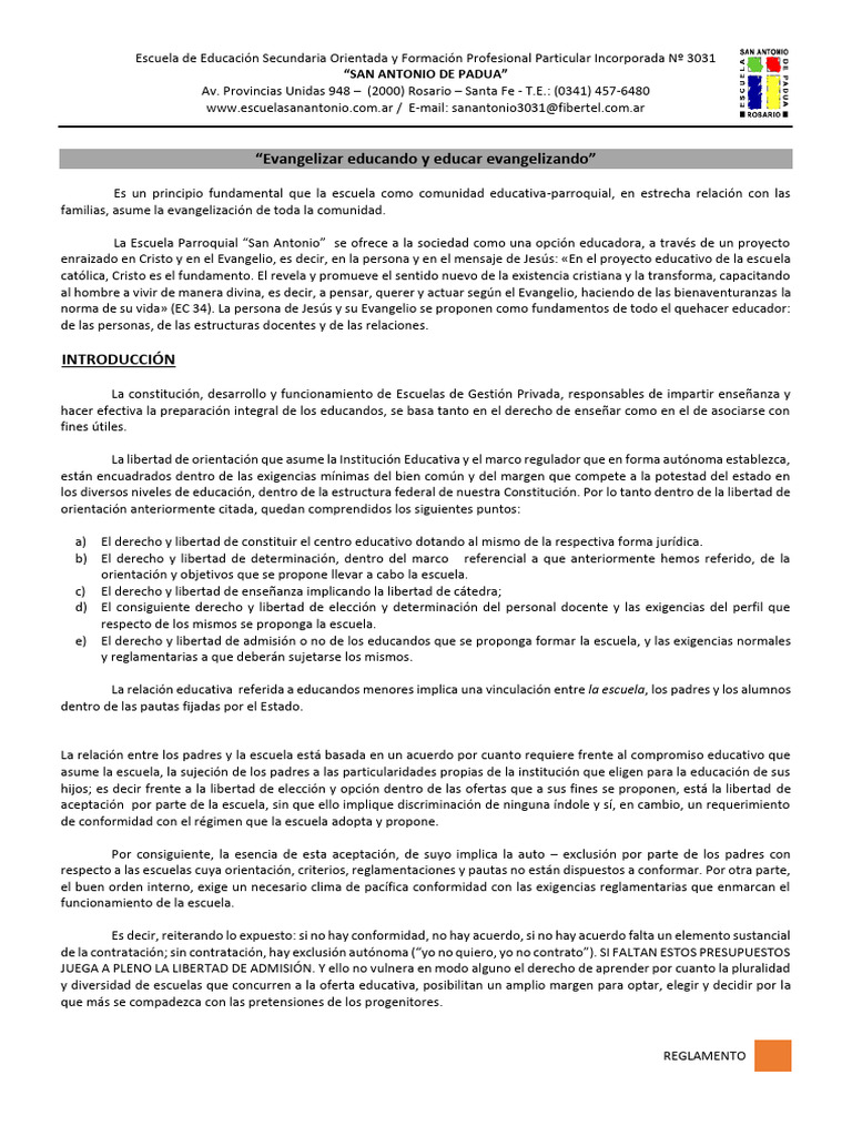 Reglamento_Interno_Institucional | PDF | Escuelas | Institución