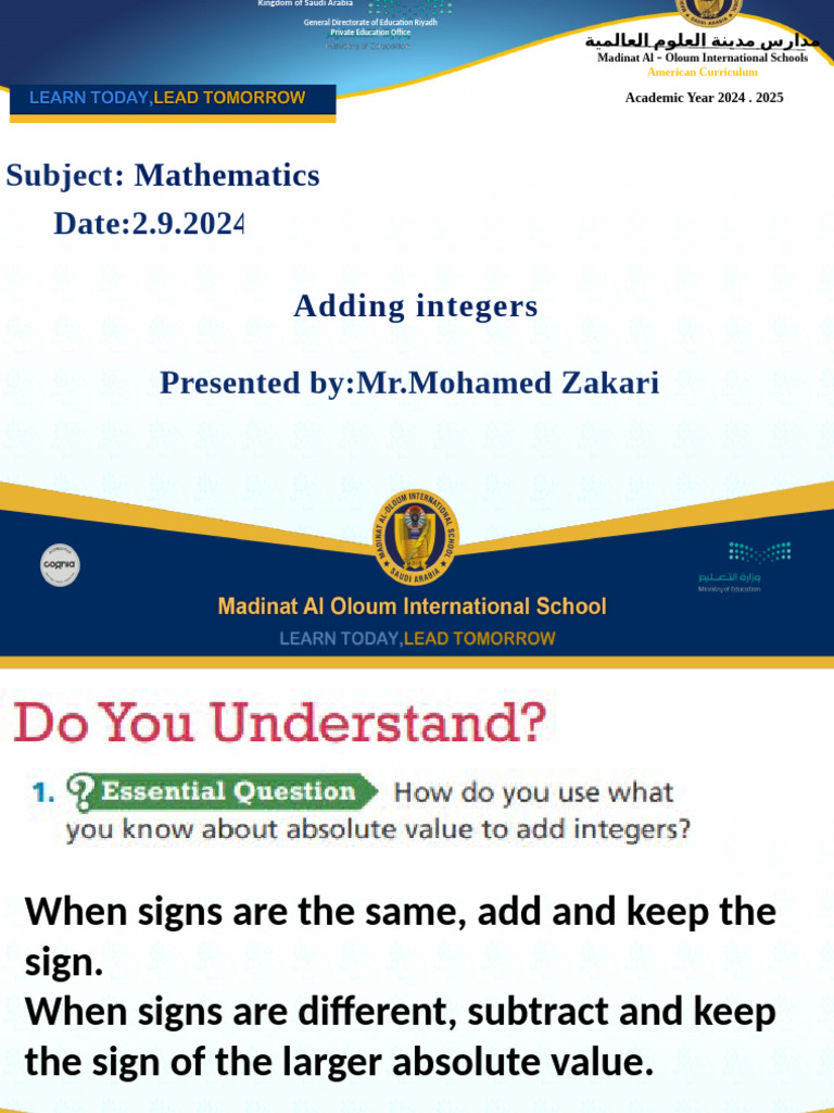 Lesson 2 Adding Integers | PDF | Number Theory | Mathematics
