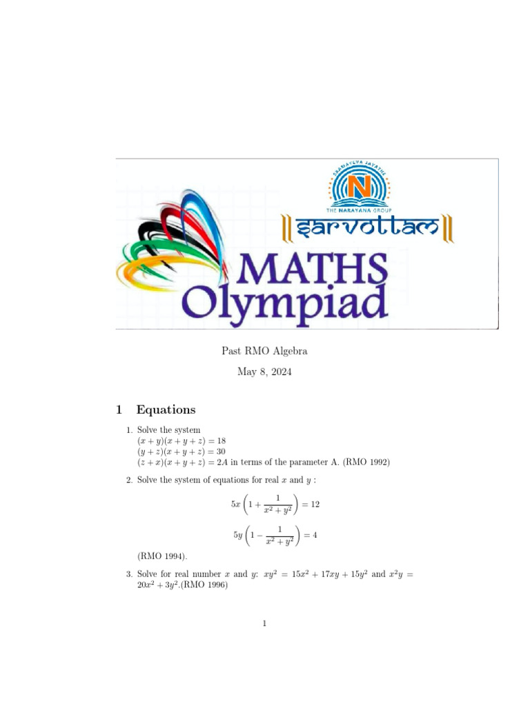 Algebra. Poly N Equations | PDF | Equations | Algebra