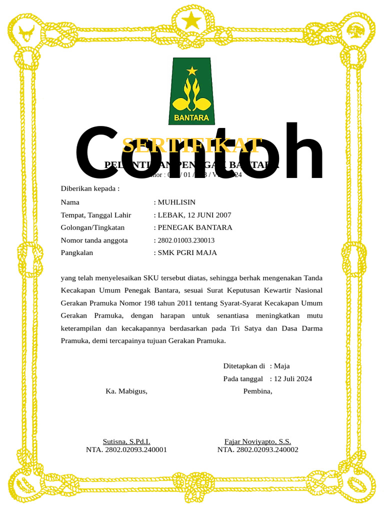 Sertifikat Penegak Bantara | PDF