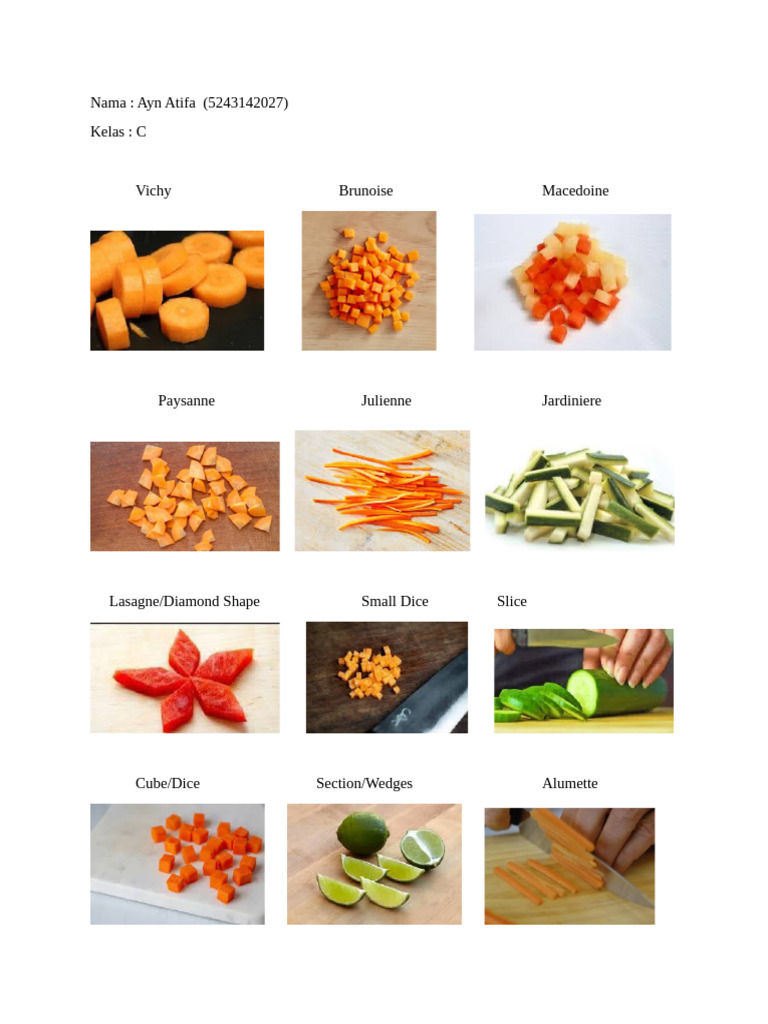Teknik Memotong Sayuran dan Garnish | PDF