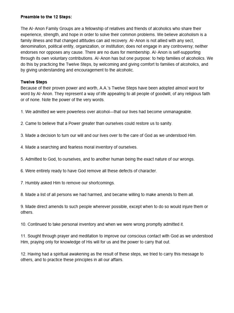 Preamble & Steps & Traditions-2 | PDF | Alcoholics Anonymous | Twelve ...