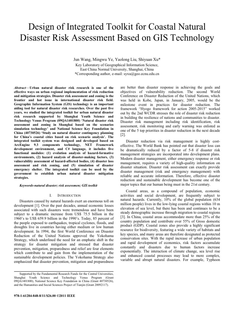Design of Integrated Toolkit For Coastal Natural Disaster Risk ...