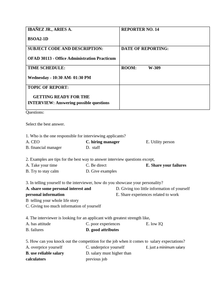 Question Report | PDF