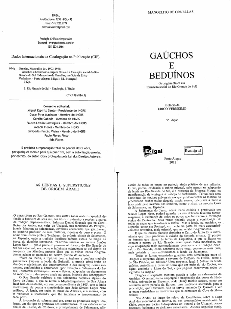 gaúchos e beduinos - Manoelito de Ornellas | PDF