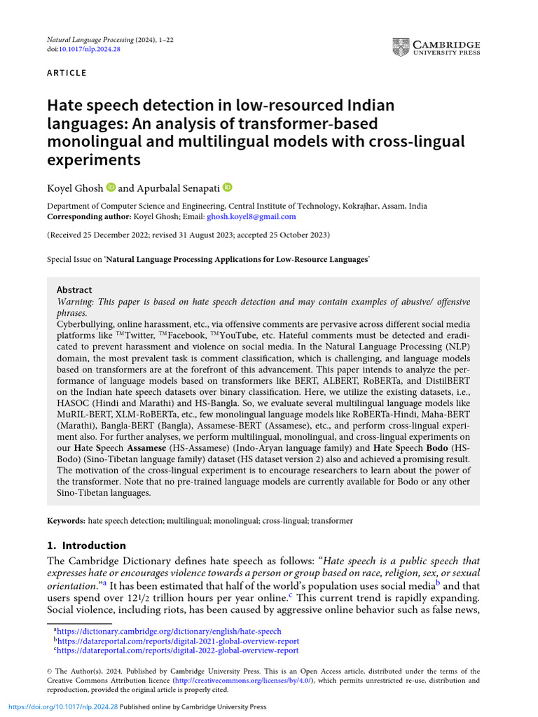 5 Hate - Speech - Detection - in - Low-Resourced - Indian - Lang | PDF | Artificial Intelligence ...