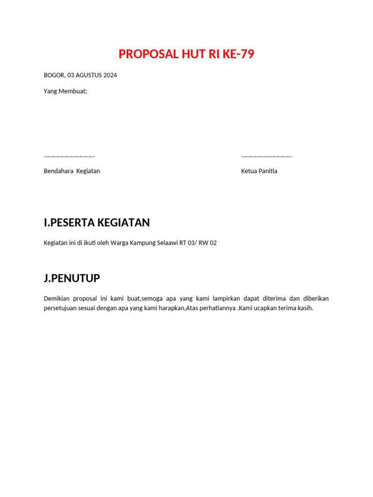 4 Proposal Hut Ri Ke | PDF | Pengelolaan Keuangan & Uang