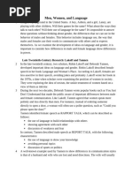 Tannen's Gender Language Contrasts | PDF | Human Communication ...