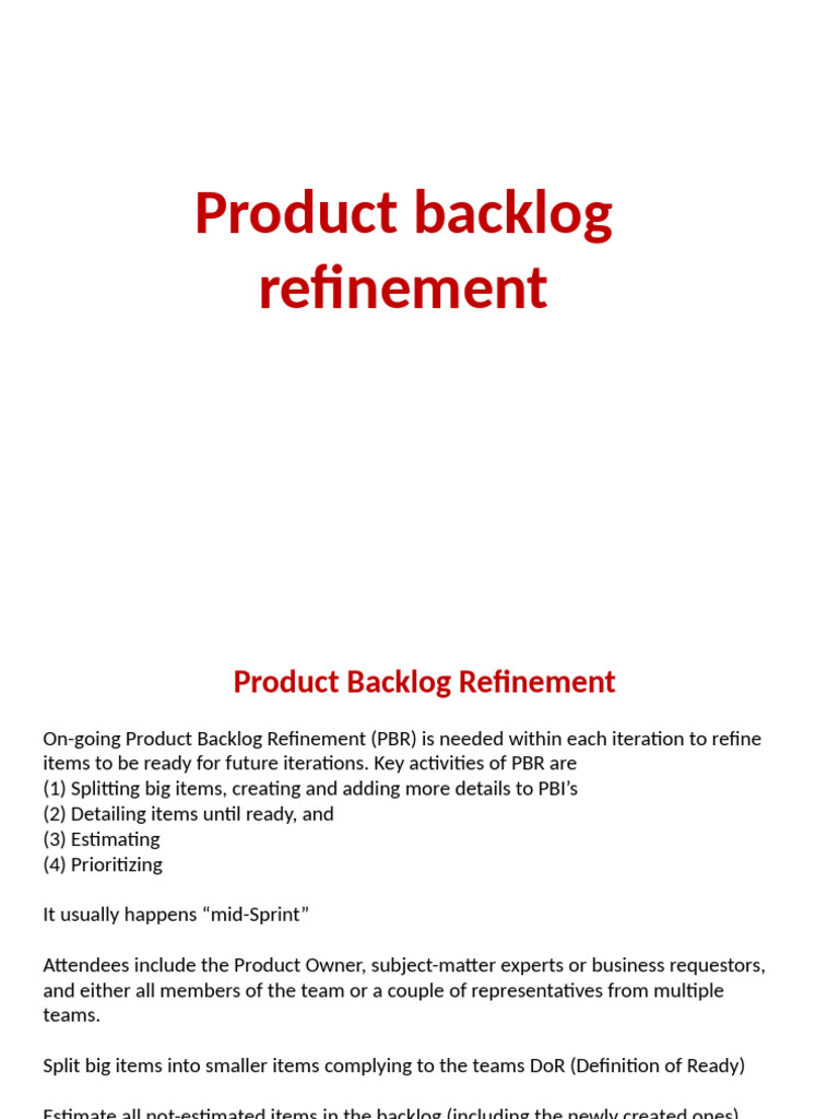 Productbacklog - Refinement | PDF