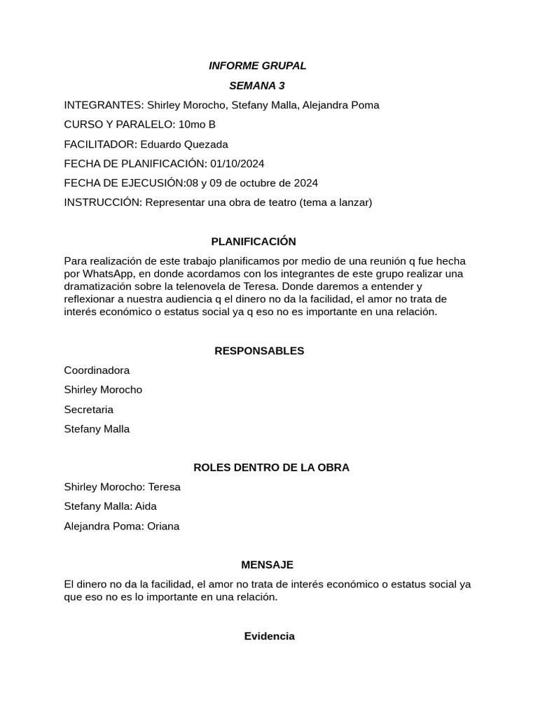 Informe Grupal (Teresa) | PDF | Ciencias sociales