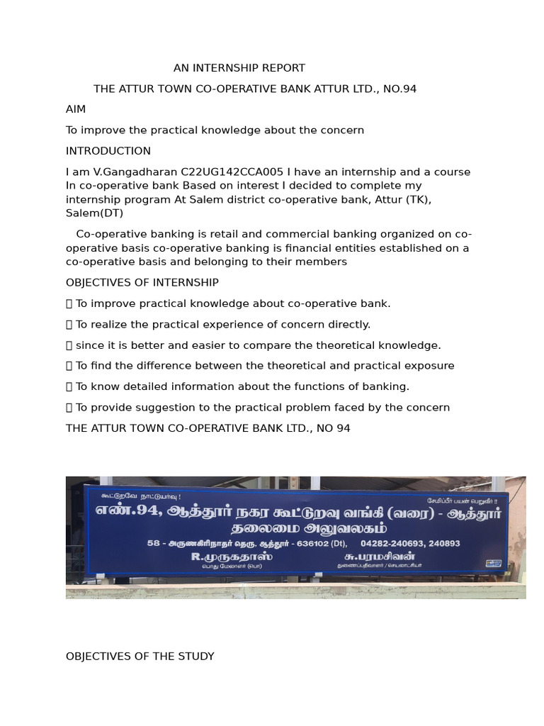 Internship Report | PDF | Banks