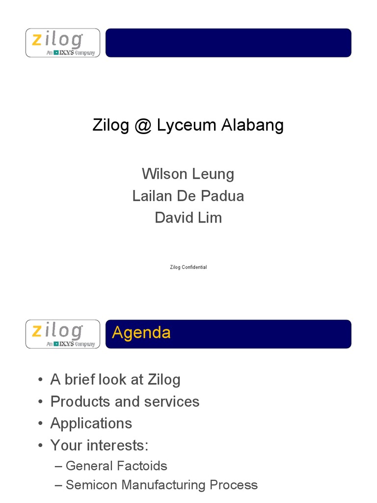 Zilog - Lyceum Alabang Presentation | PDF | Microcontroller | Digital ...