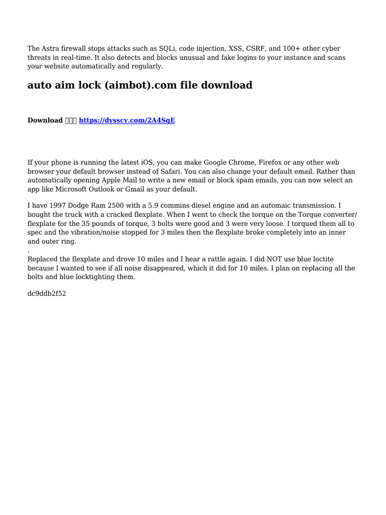 Auto Aim Lock (Aimbot) .Com File Download | PDF