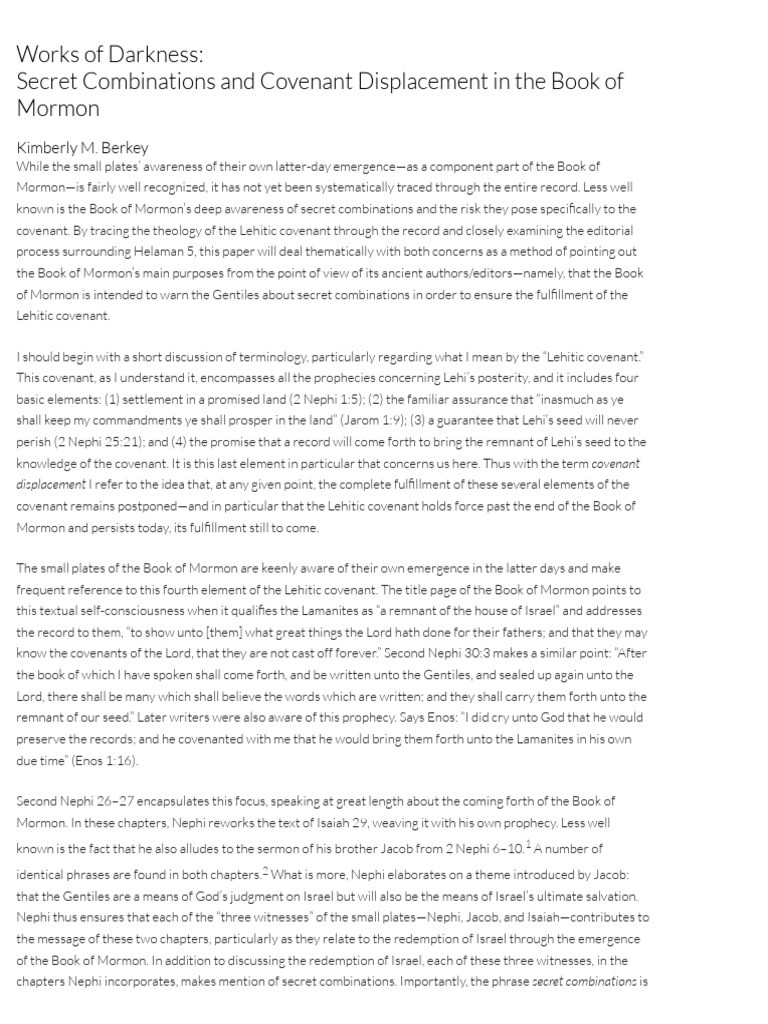 Works of Darkness | PDF | Book Of Mormon | Mormonism