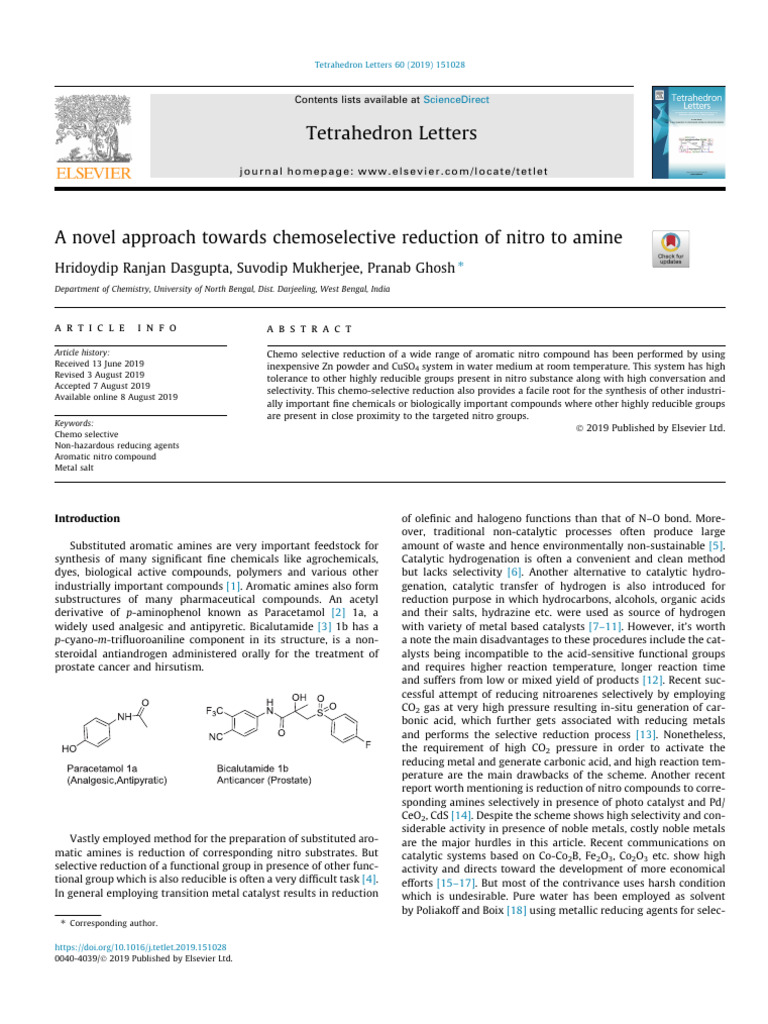 Zn-CuSO4 Approch Towards Reduction of Nitro To Amine | PDF | Redox ...