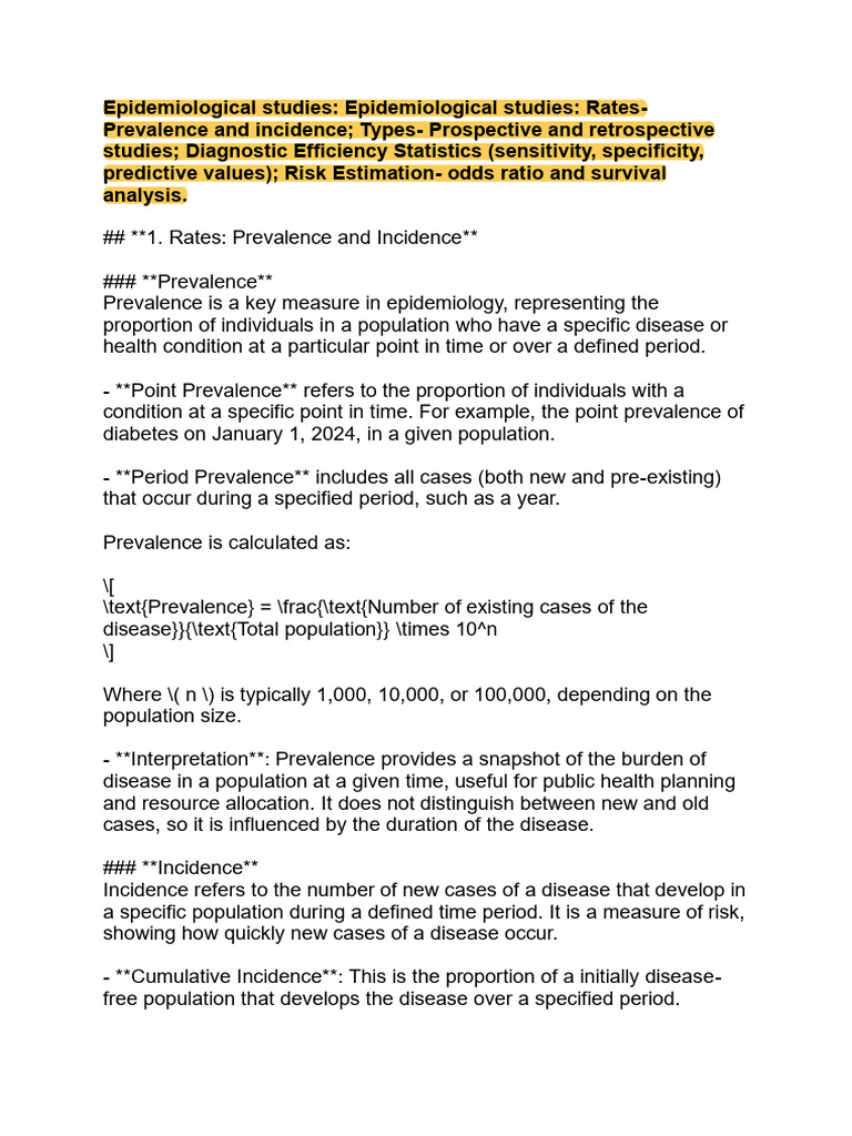 Unit 8-11 Stats Mphil | PDF | Sensitivity And Specificity | Incidence (Epidemiology)