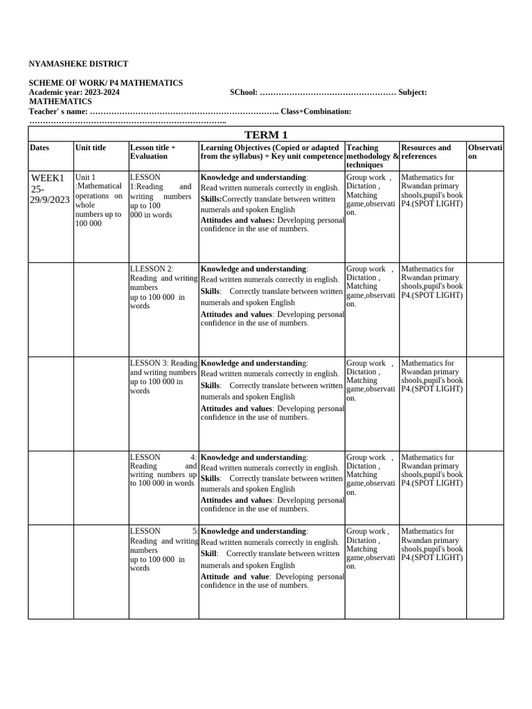 P4 Math Upper 2023 | PDF | Numbers | Knowledge