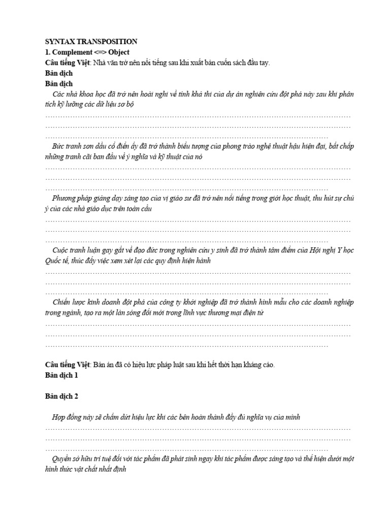 Syntax Transposition | PDF