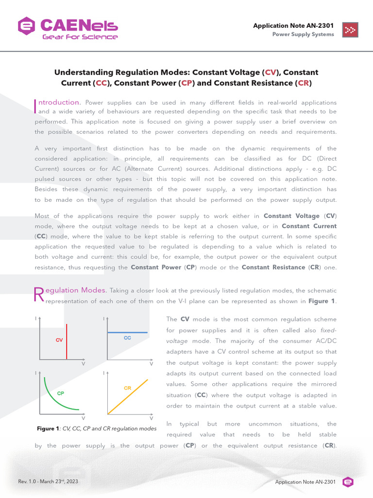 AN-2301 - Understanding CV, CC, CP and CR - Rev1.0 | PDF | Power Supply | Electrical Engineering