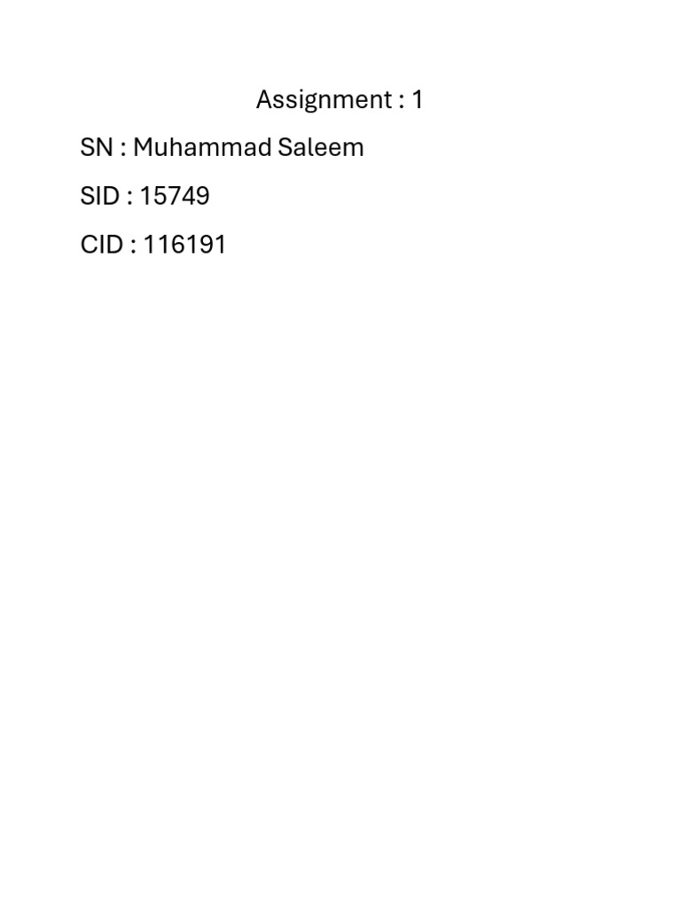 Muhammad Saleem 15749 | PDF