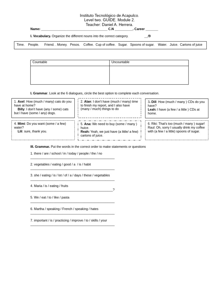 Guide Module 2, Level 2 | PDF | Linguistic Morphology | Grammar