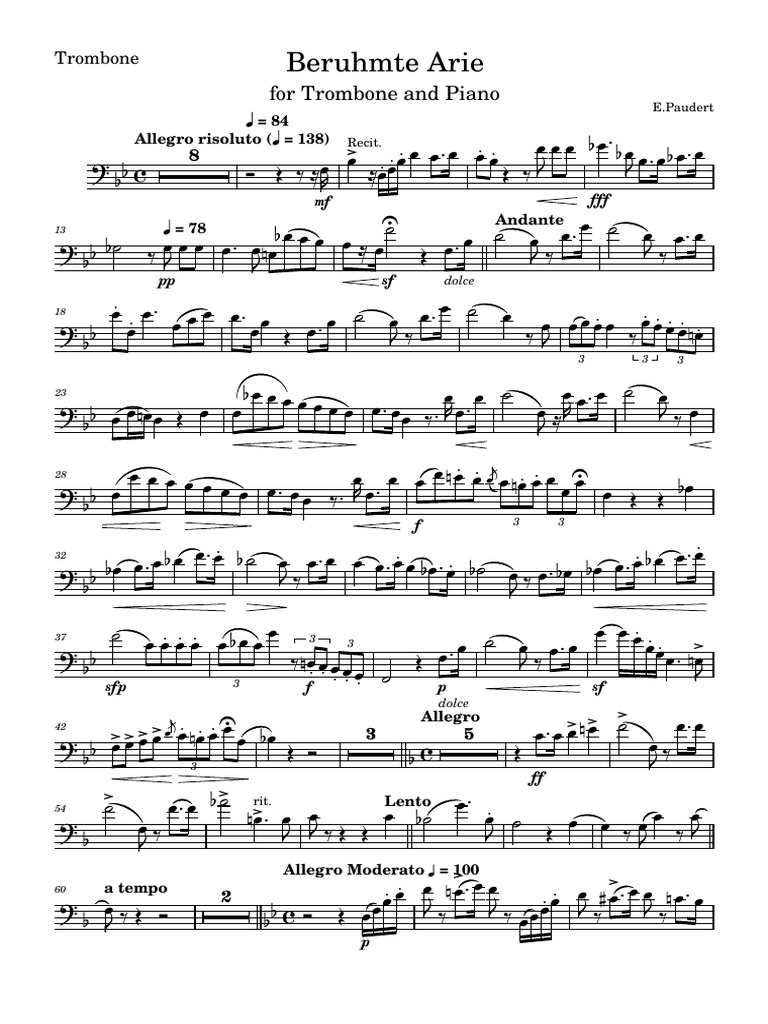 Beruhmte Aria-Trombone | PDF | Tempo | Musical Forms