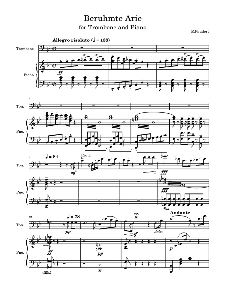 Beruhmte Aria-Trombone & Piano | PDF | Musical Forms | Compositions