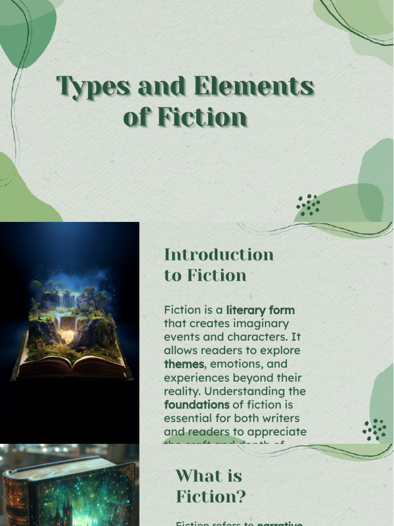 Slidesgo Exploring The Foundations Types and Elements of Fiction ...
