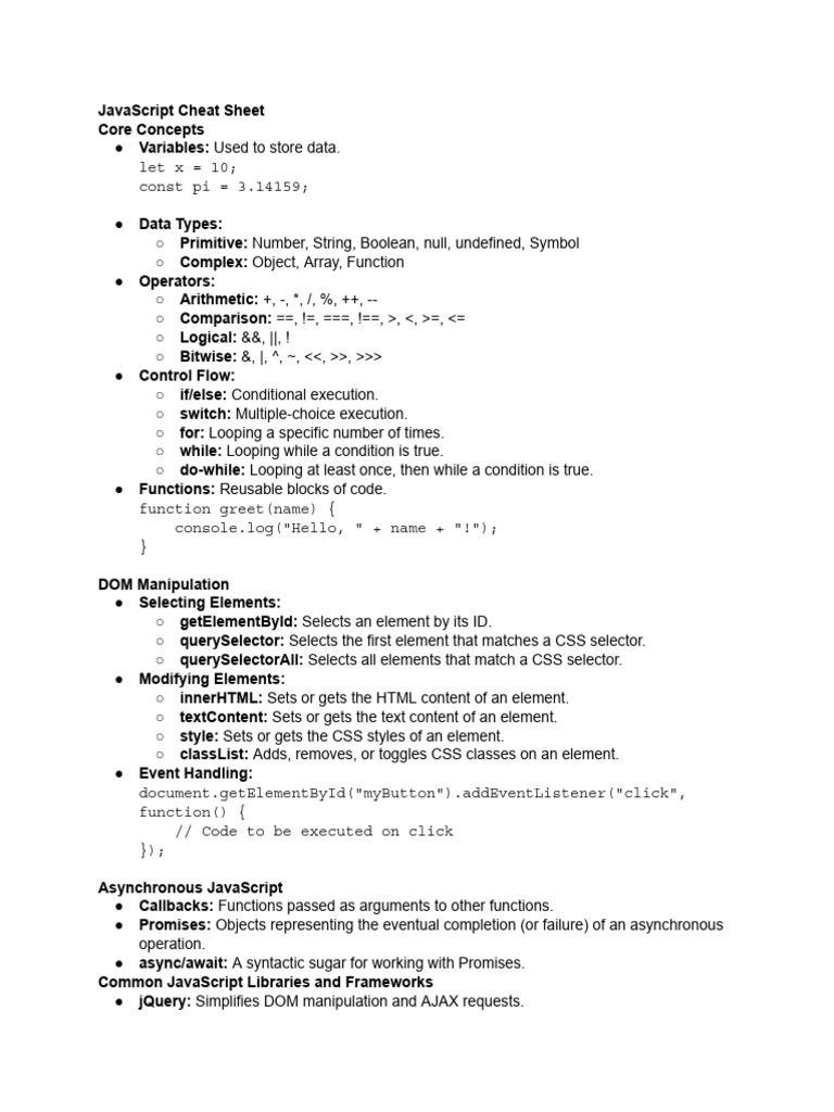 Best-AI Generate Js Cheat Sheet | PDF | Computers