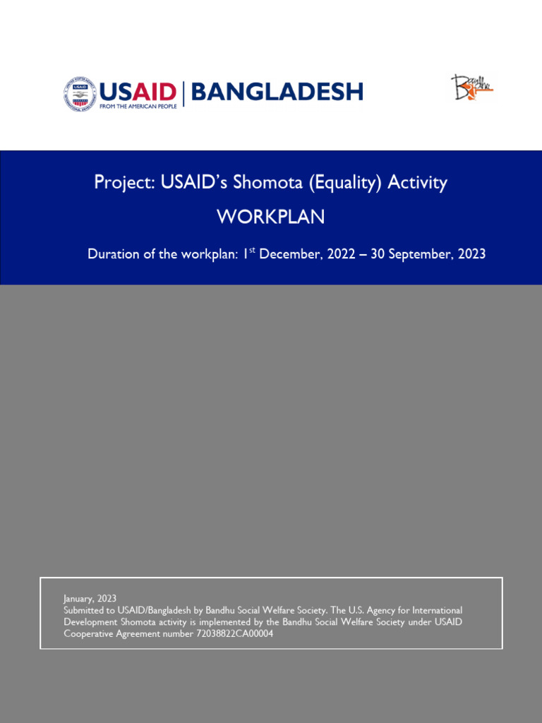Final Draft Work Plan-2022-2023 - of USAID's Shomota Activity | PDF ...