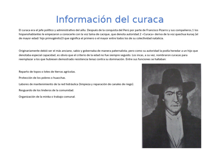 Información Del Curaca | PDF | Historia