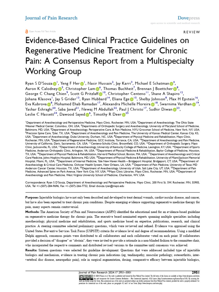 JPR 480559 Evidence Based Clinical Practice Guidelines On Regenerative ...