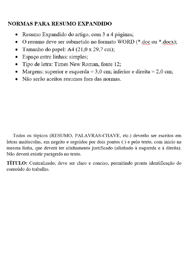Normas Do Resumo Expandido | PDF