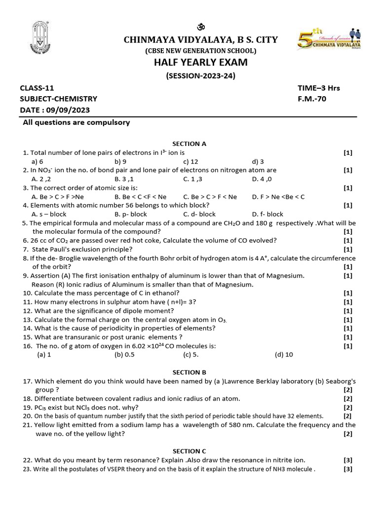 STD-11 SCIENCE HY - 2023-24-min | PDF | Mental Health | Major Depressive Disorder