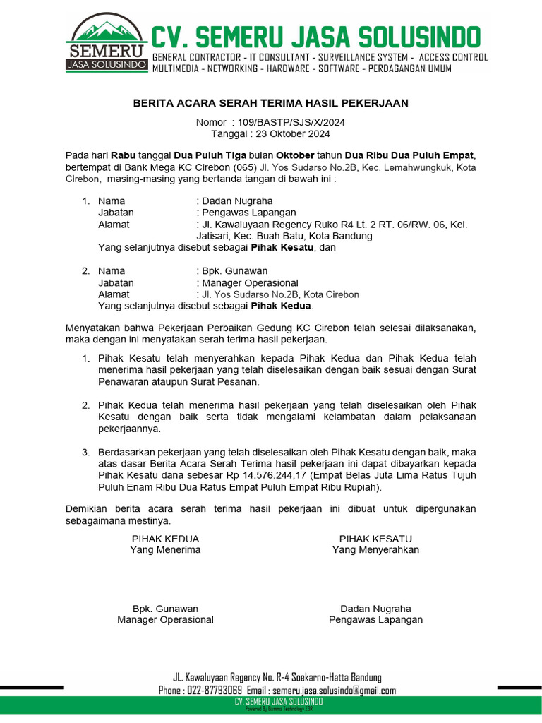 Bastp 108. Bank Mega KC Cirebon | PDF