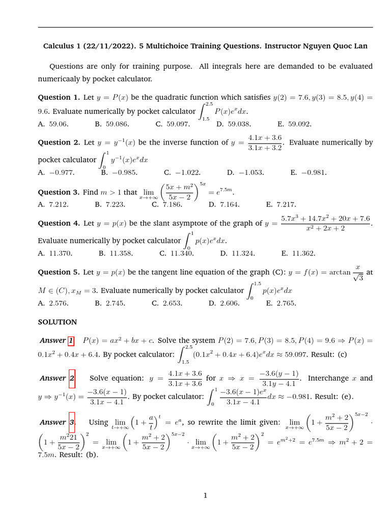 Cal1 Midterm BankTracNghiem Student | PDF | Mathematical Relations | Functions And Mappings